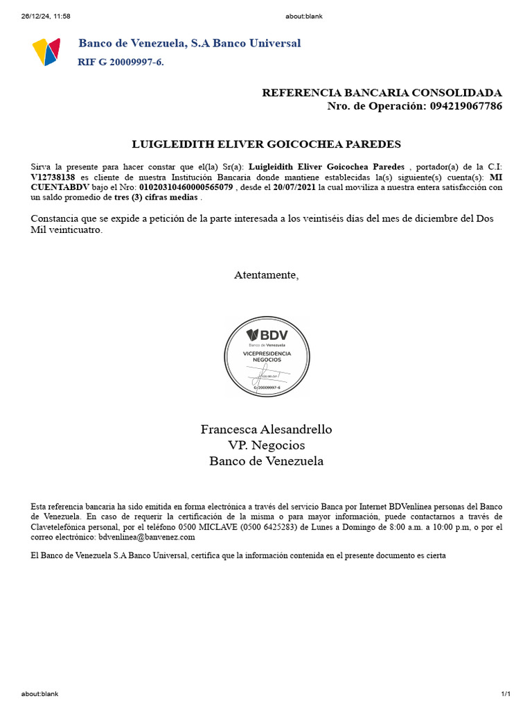 Referencia Bancaria Maura | PDF