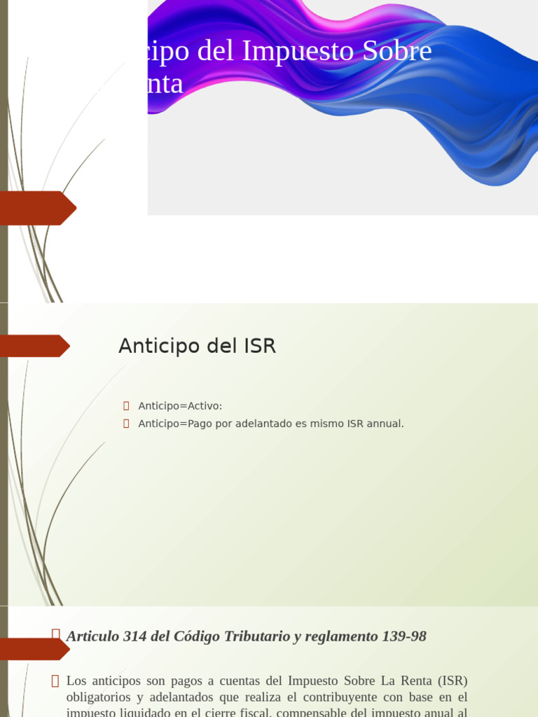 Presentación Del Anticipo Del ISR | PDF | Impuesto sobre la renta | Impuestos