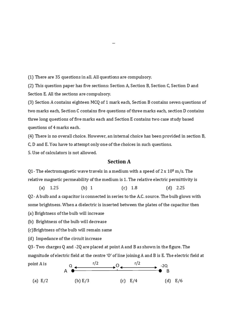 Class 12 Physics QP Unlocked | PDF | Capacitor | Photoelectric Effect