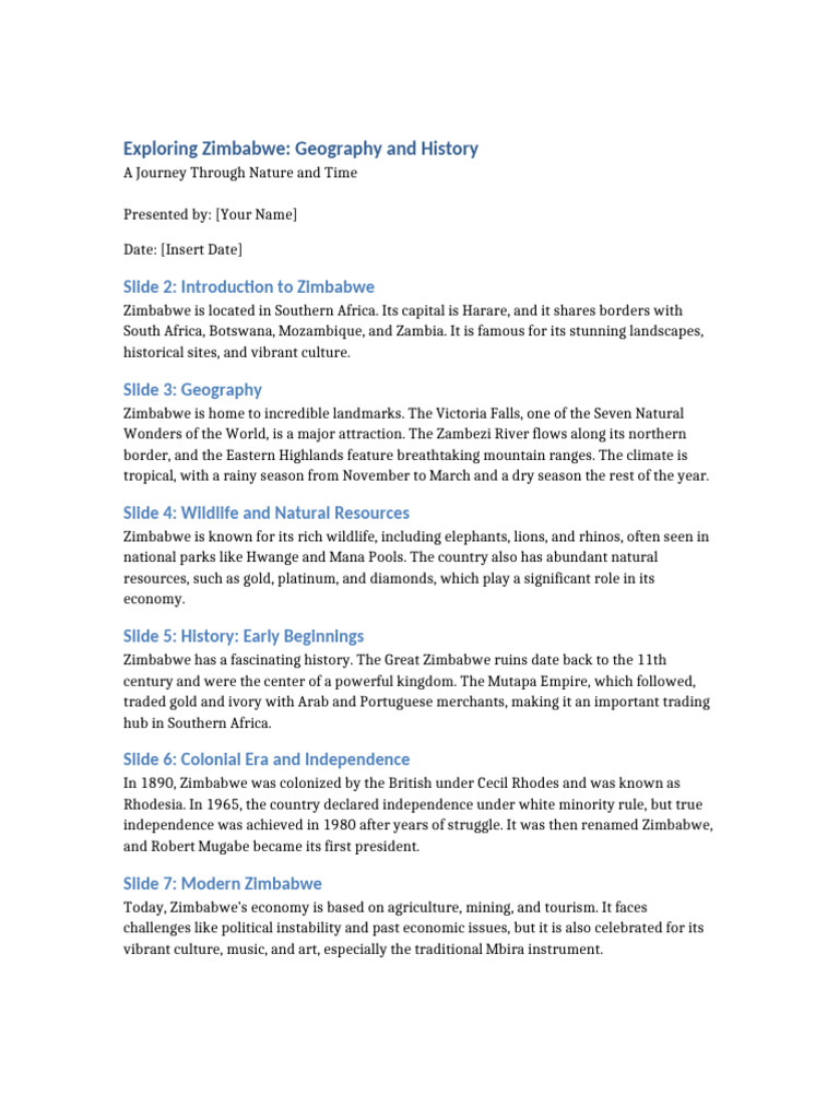 Zimbabwe Presentation | PDF