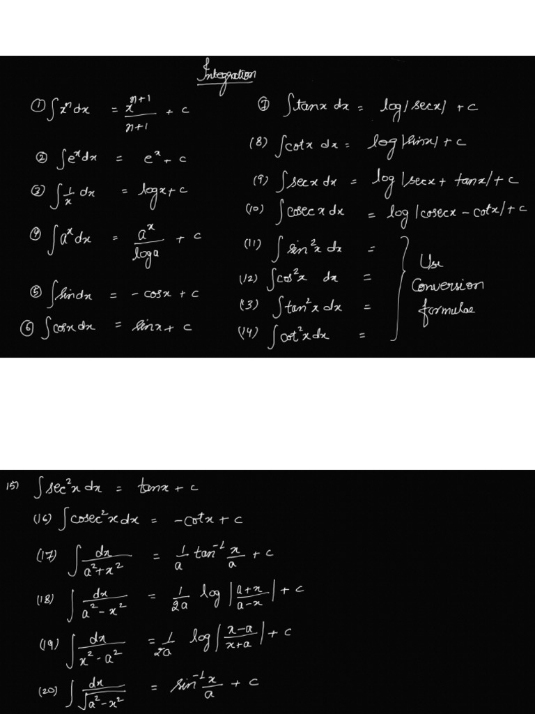 Integration Formulae | PDF