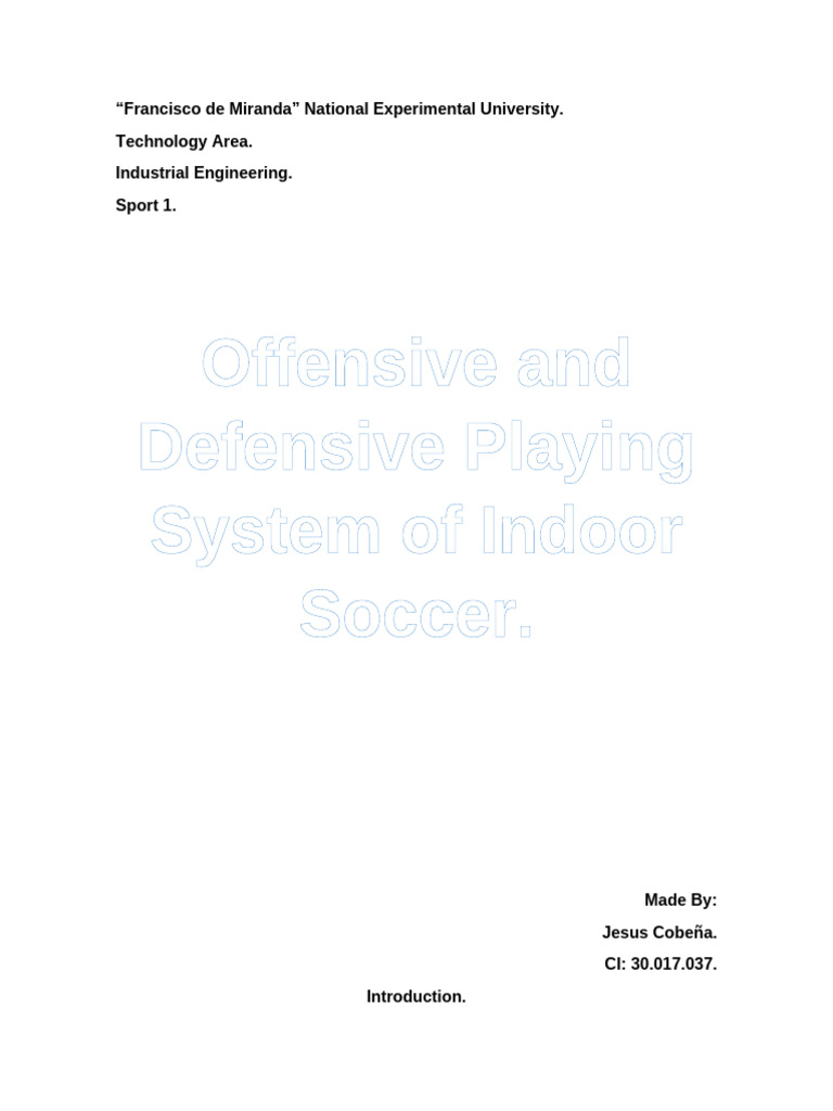 Futsal Tactics: Offensive & Defensive Systems | PDF | Defender ...