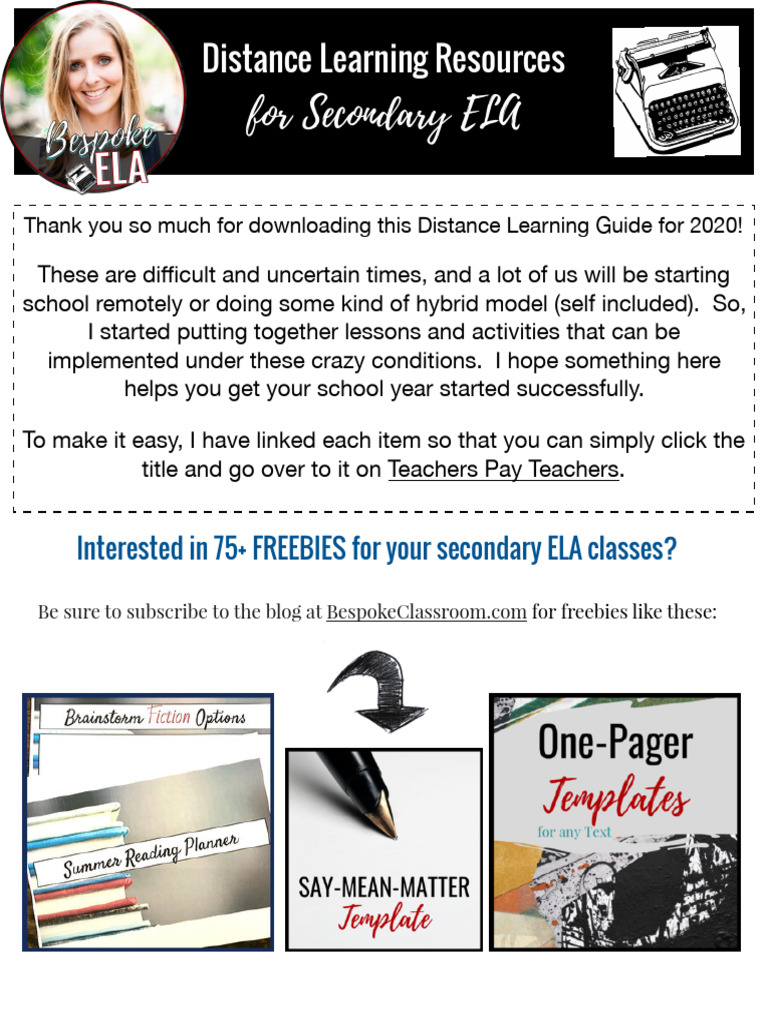 For Secondary ELA: Distance Learning Resources | PDF | Poetry | Copyright