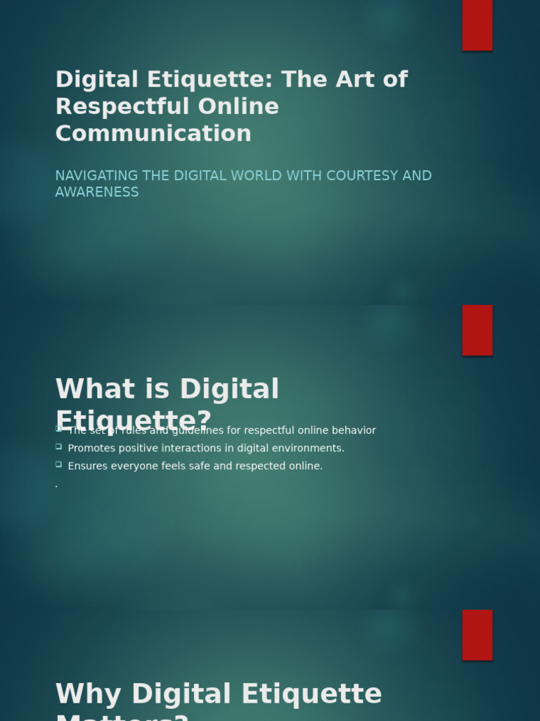 Digital Etiquette: Guidelines for Respectful Online Behavior | PDF
