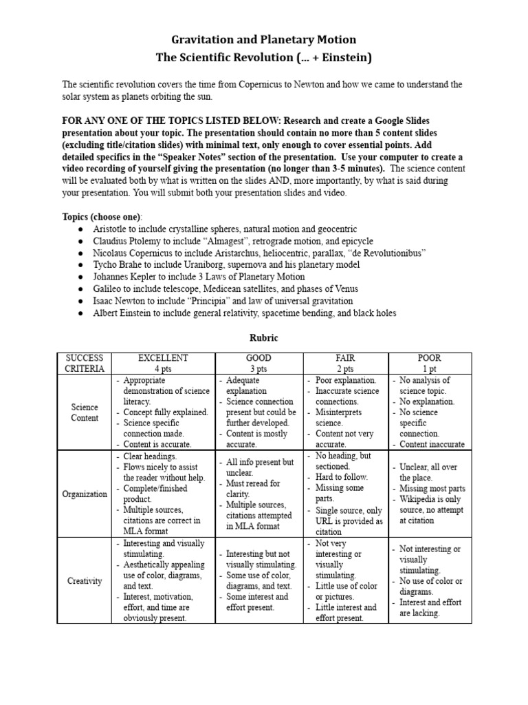 Honors Physics Journal Universal Gravitation 2024 04 03 | PDF ...