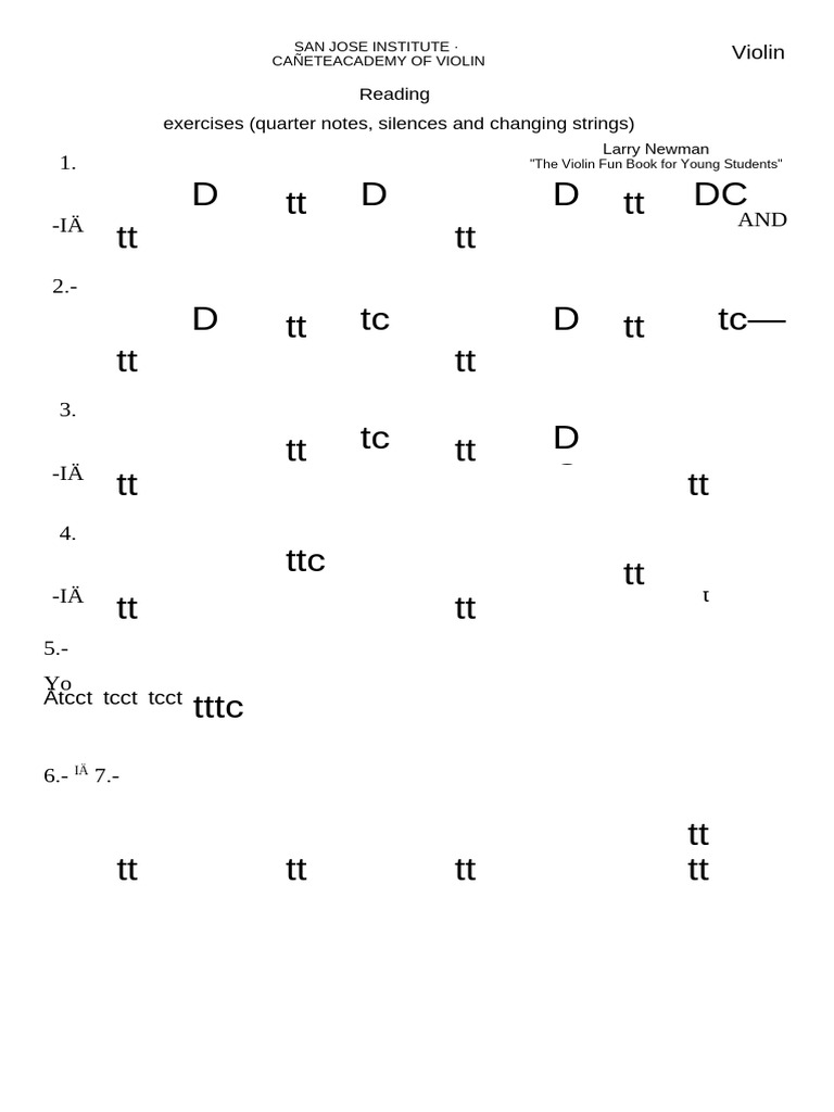Violin Reading Exercises for Beginners | PDF