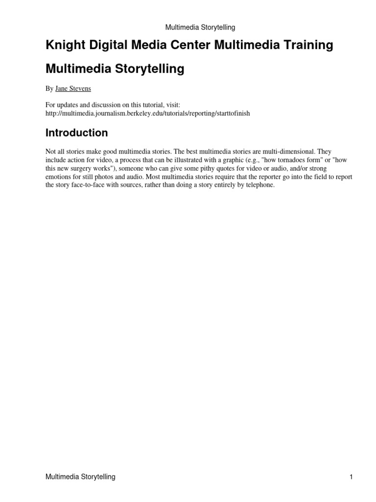 Multimedia Storytelling Techniques Guide | PDF | Page Layout | Multimedia