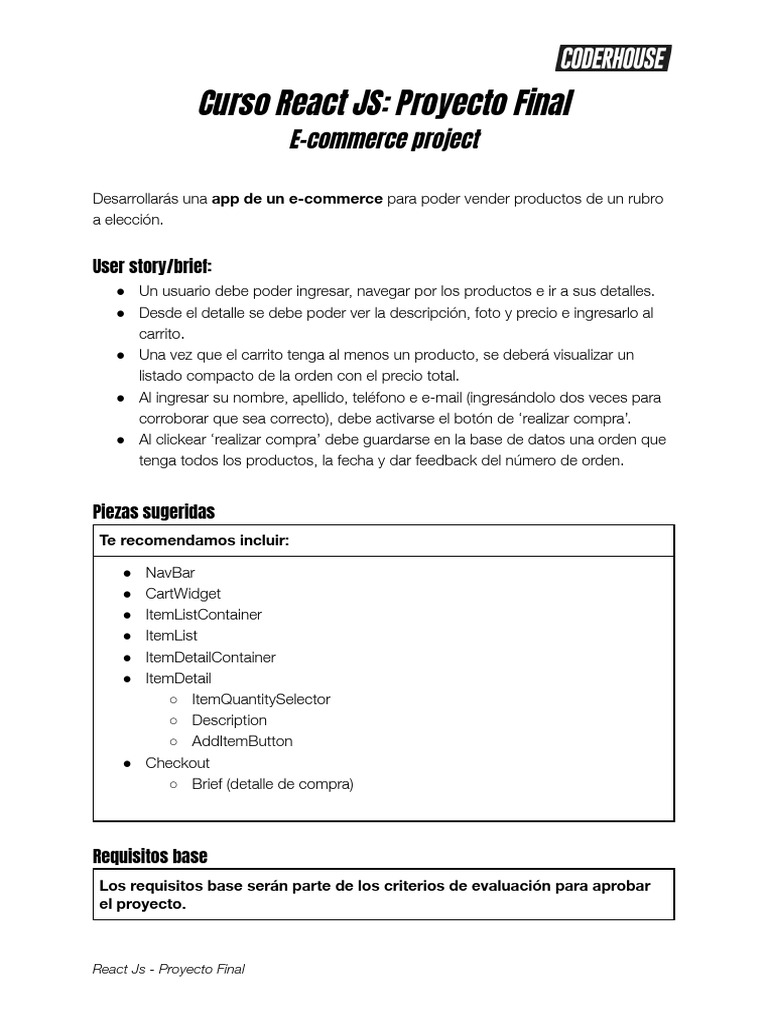 React JS Proyecto Final - E-Commerce | PDF | Informática