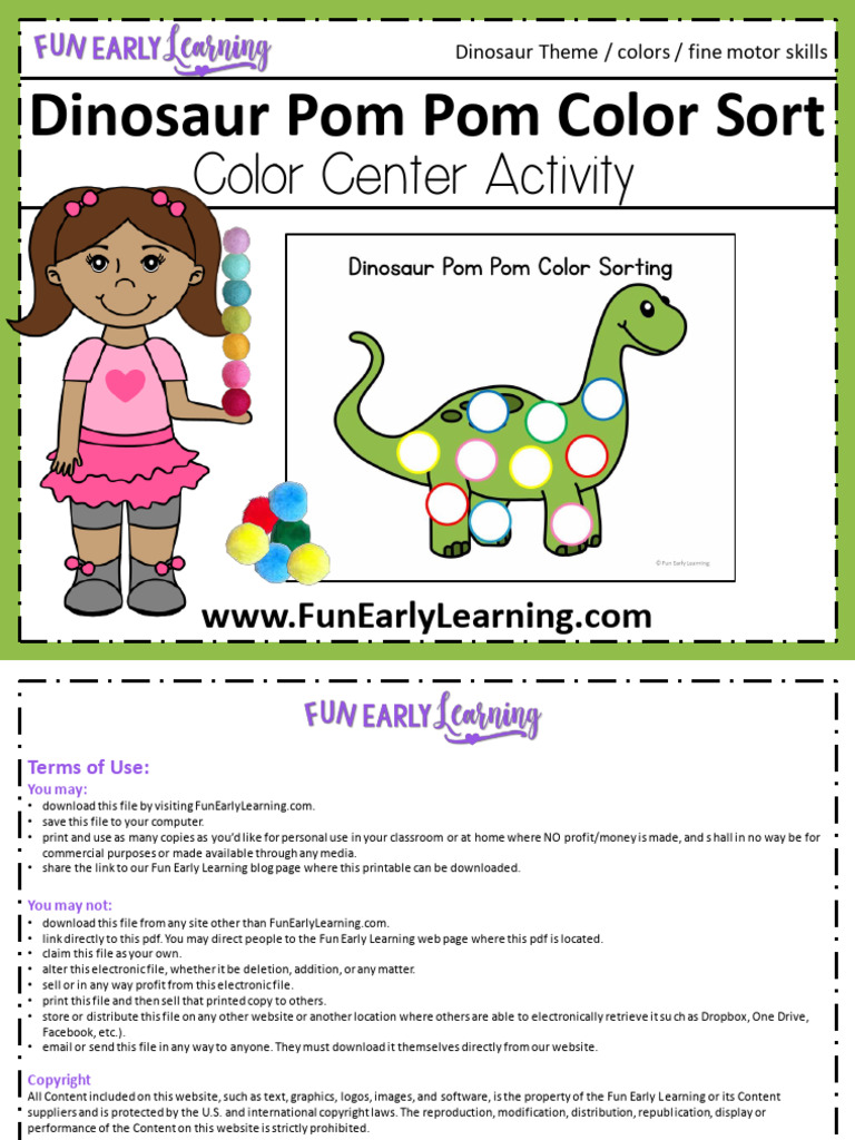 DinosaurPomPomColorSort-1 | PDF | Computer File | Websites