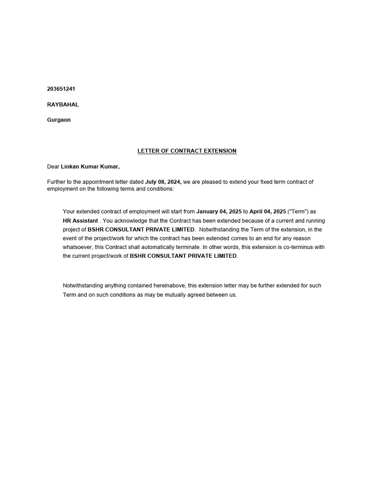 Contract Letter | PDF