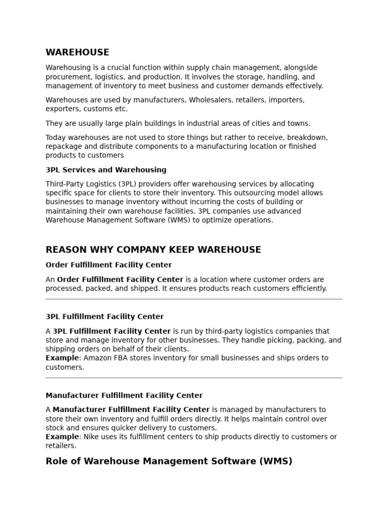 WAREHOUSE | PDF | Warehouse | Inventory