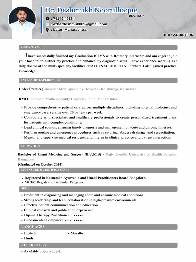 DR Deshmukh Resume | PDF