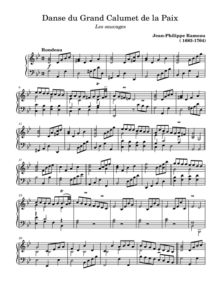 Danse Du Grand Calumet de La Paix (Les Sauvages) - Jean-Philippe Rameau | PDF