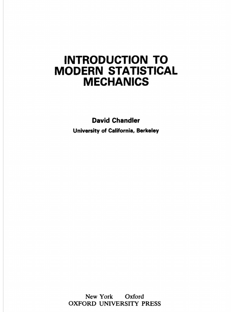 Chandler - Introduction To Modern Statistical Mechanics (Oxford 1987) | PDF