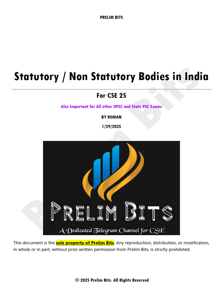 Statutory vs Non-Statutory Bodies in India | PDF | Airport | Insurance