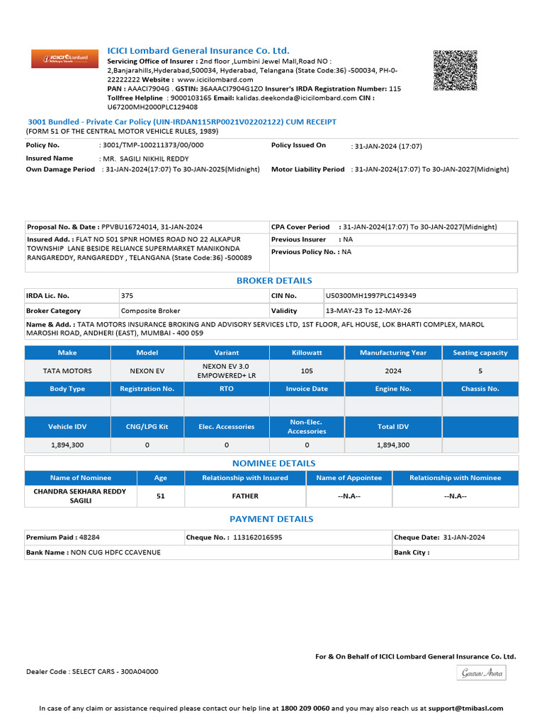 PolicyScehdule - 2024-01-31T182858.818 | PDF | Insurance | Liability ...