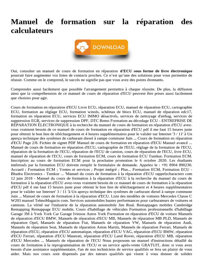 Formation à la réparation d'ECU | PDF | Voitures | Électronique