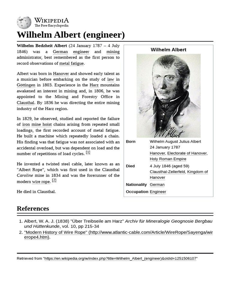 Wilhelm Albert: Pioneer of Metal Fatigue | PDF