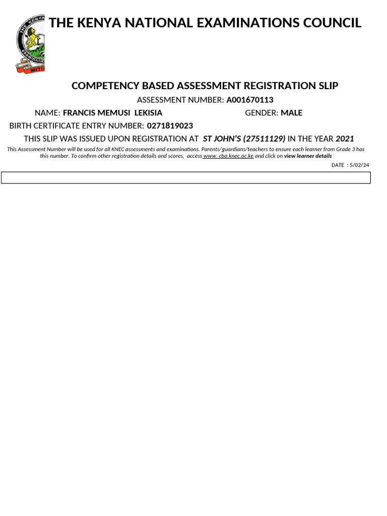 Kpsea Online Regslip Learner | PDF