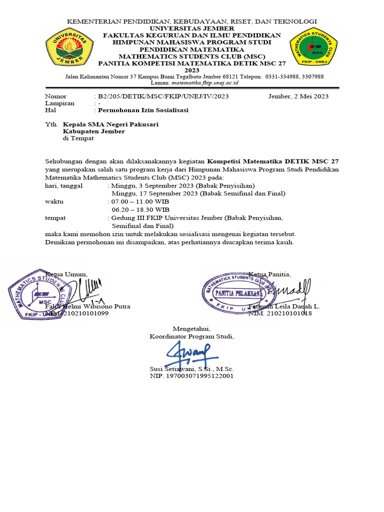 SURAT IZIN SOSIALISASI | PDF