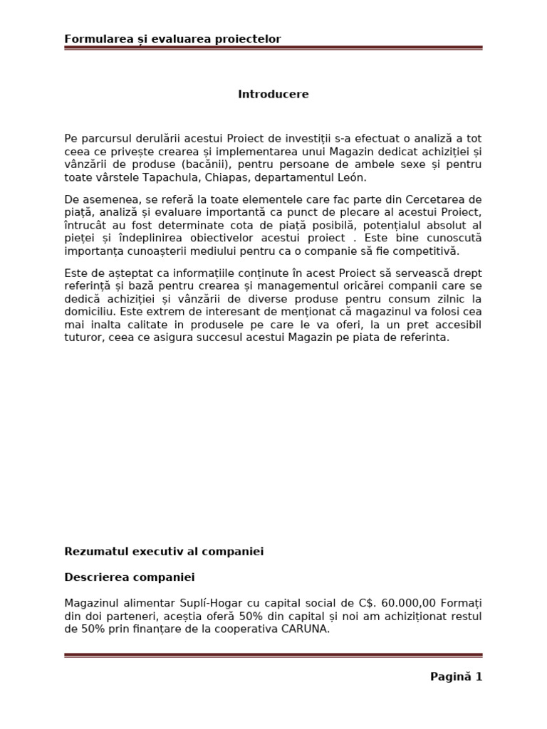 Proiectul Unei Magazine de Mărunțuri | PDF