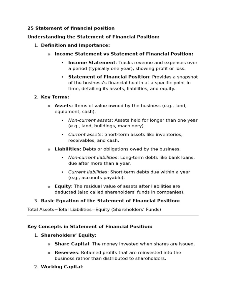 Section 5 CHP 25 Statement of Financial Position | PDF | Balance Sheet ...
