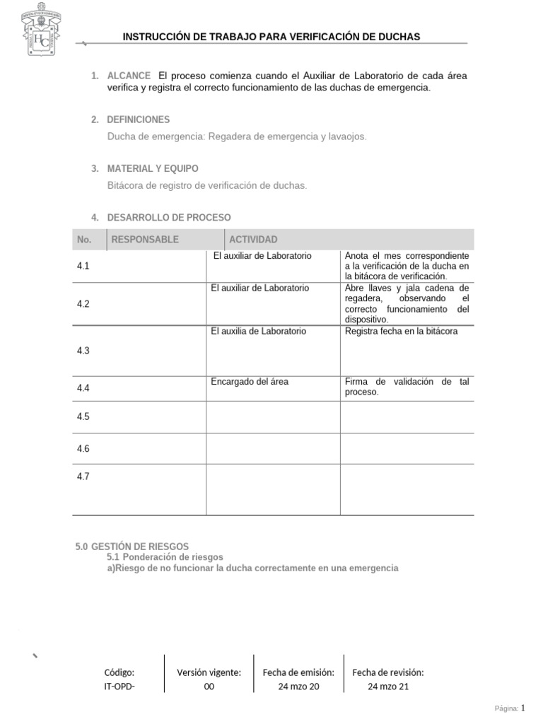 Instrucción de Trabajo | PDF | Laboratorios