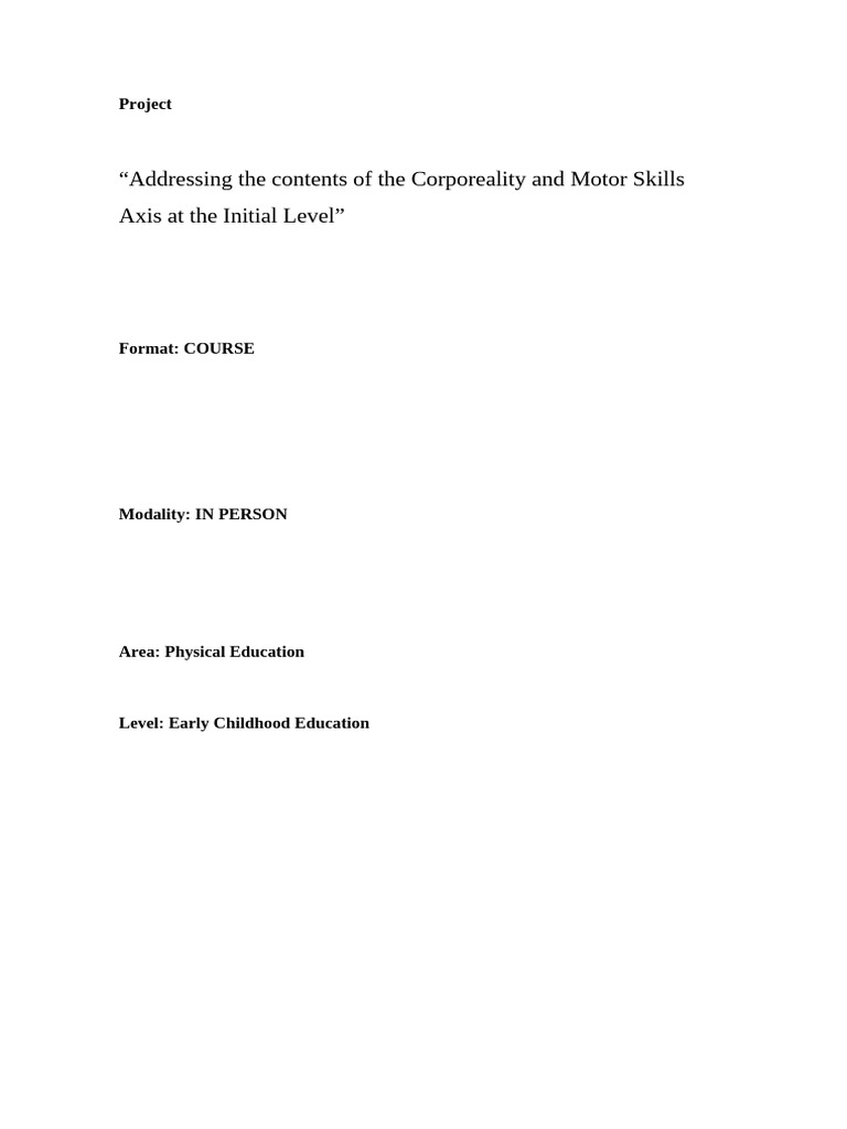 Initial Physical Education Project | PDF | Curriculum | Pedagogy