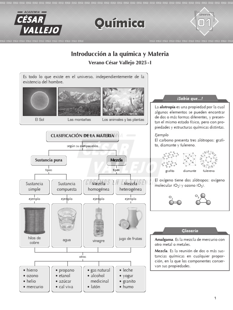 Qu VCV Dir Sem01 | PDF | Sustancias químicas | Mezcla