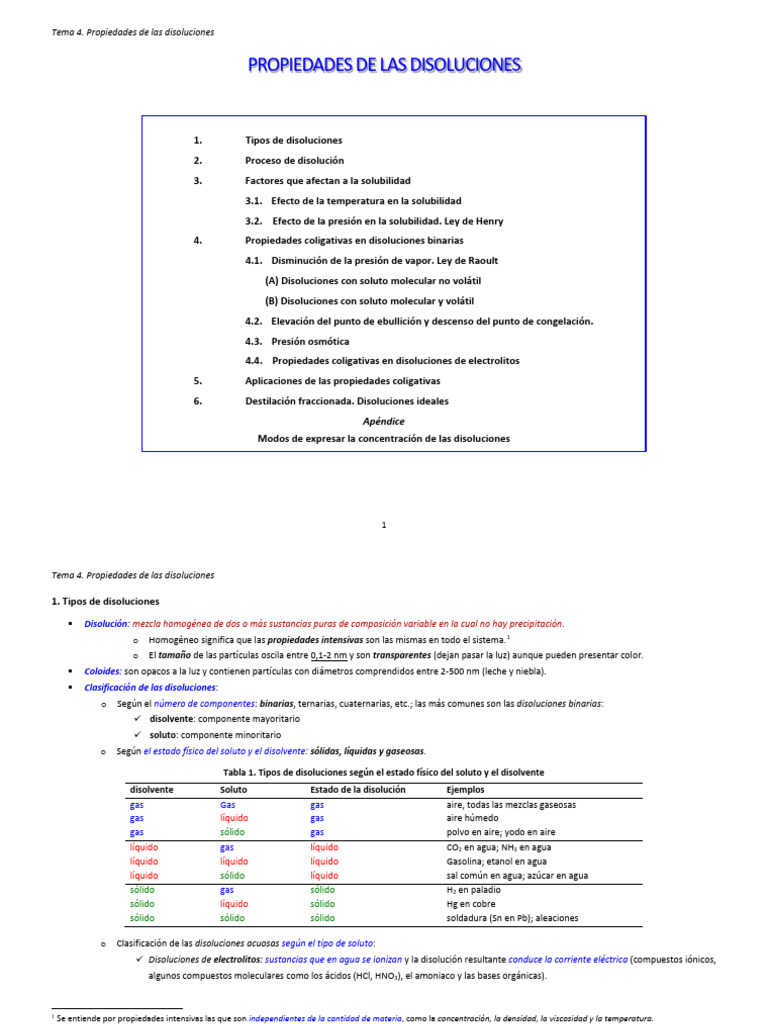4 - Propiedades de Las Disoluciones | PDF | Solubilidad | Concentración