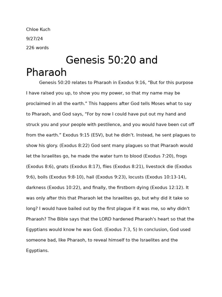Genesis 50 20 and Pharaoh | PDF