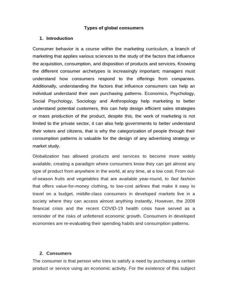 Types of global consumers | PDF | Marketing | Consumption (Economics)