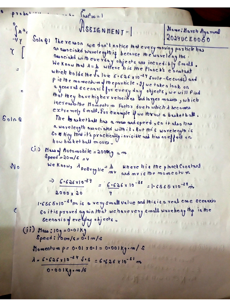 Assignment 1 Quantum Physics | PDF