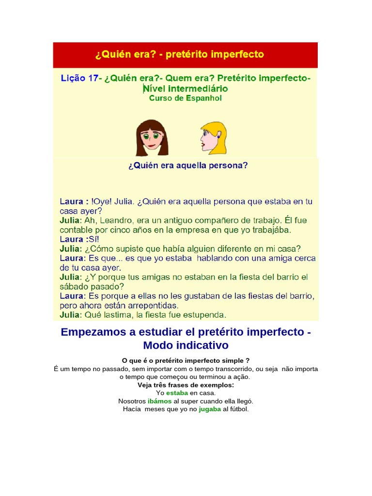 El Pretérito Imperfecto | PDF