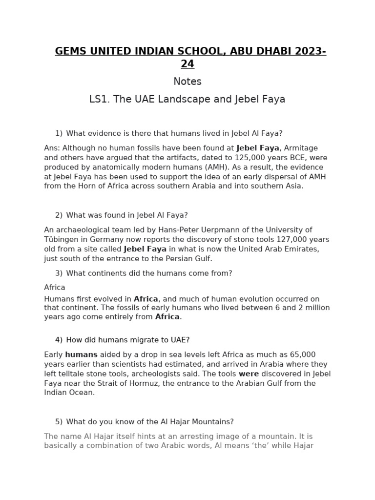 UAE SST NOTES (1) | PDF | Archaeology