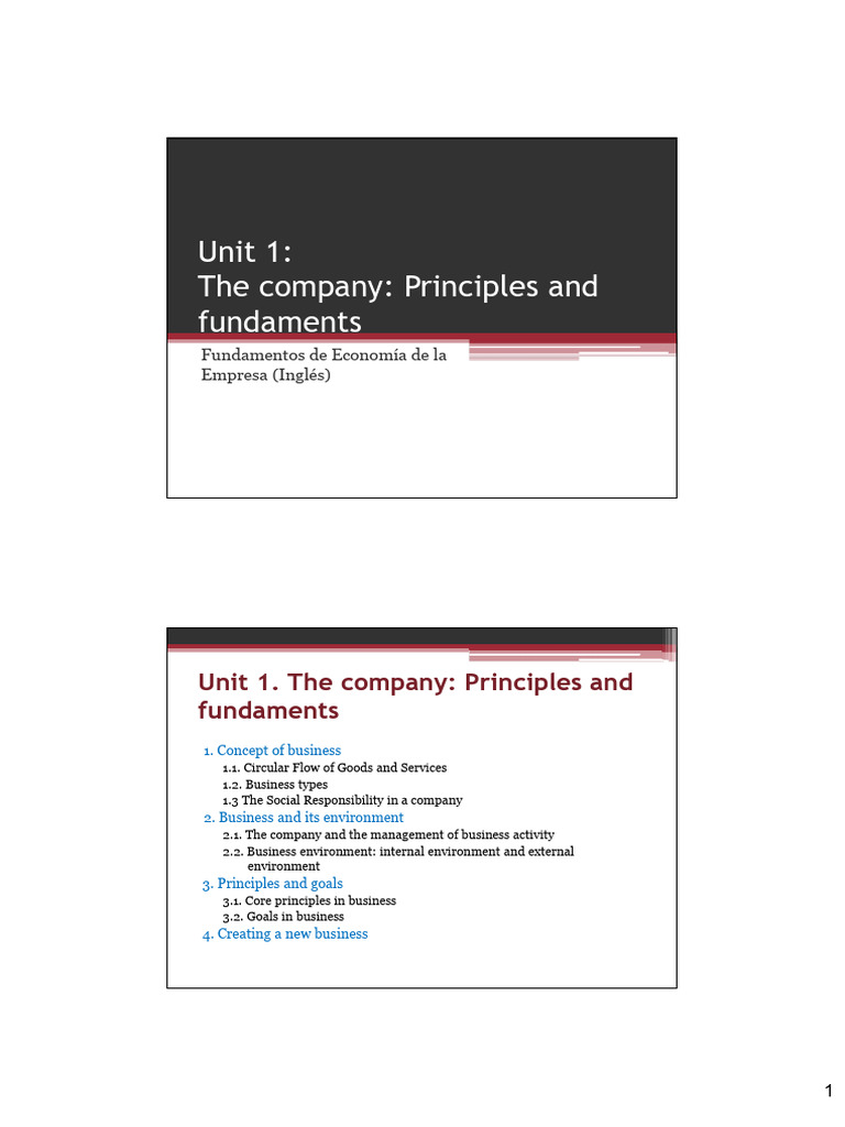 Unit 1. The Company. Principles and Fundaments | PDF | Business ...