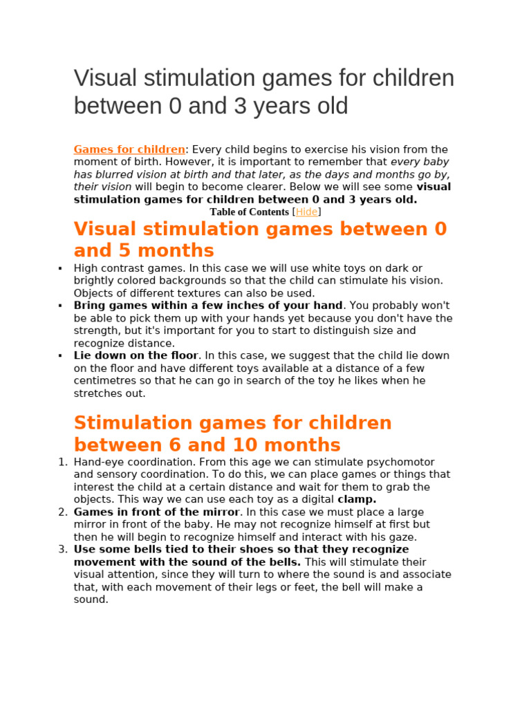 Visual Stimulation Games For Children Aged 0 To 3 Years | PDF ...