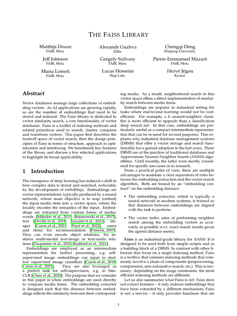 THE FAISS LIBRARY | PDF | Databases | Vector Space