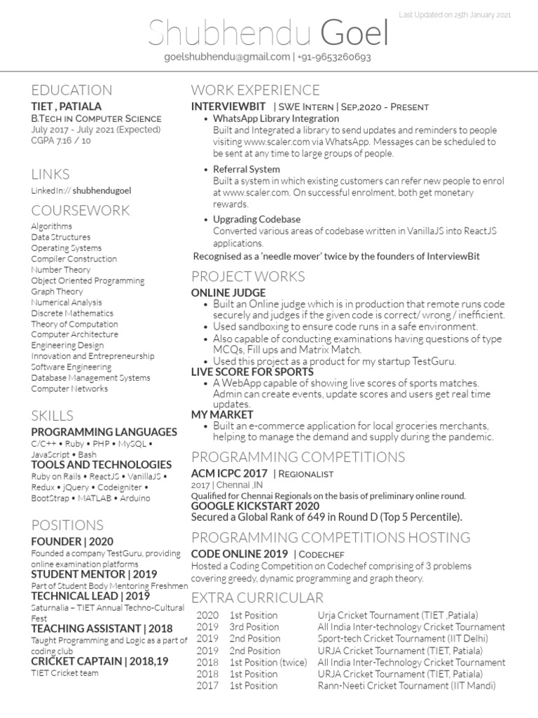 Shubhendu-Resume | PDF | Computer Programming | Information Technology