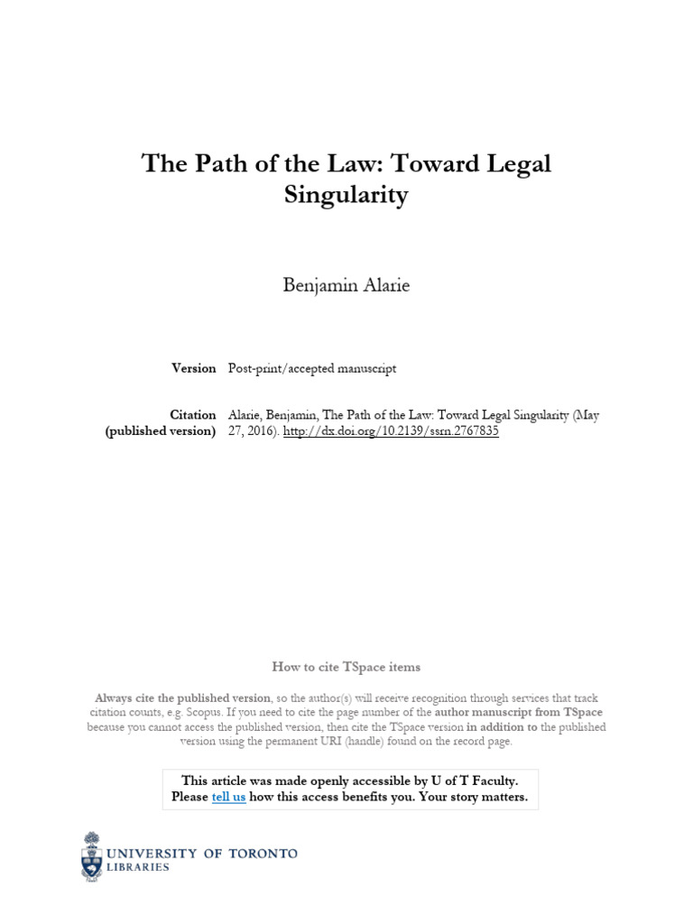 The Path of The Law Towards Legal Singularity | PDF | Technological ...