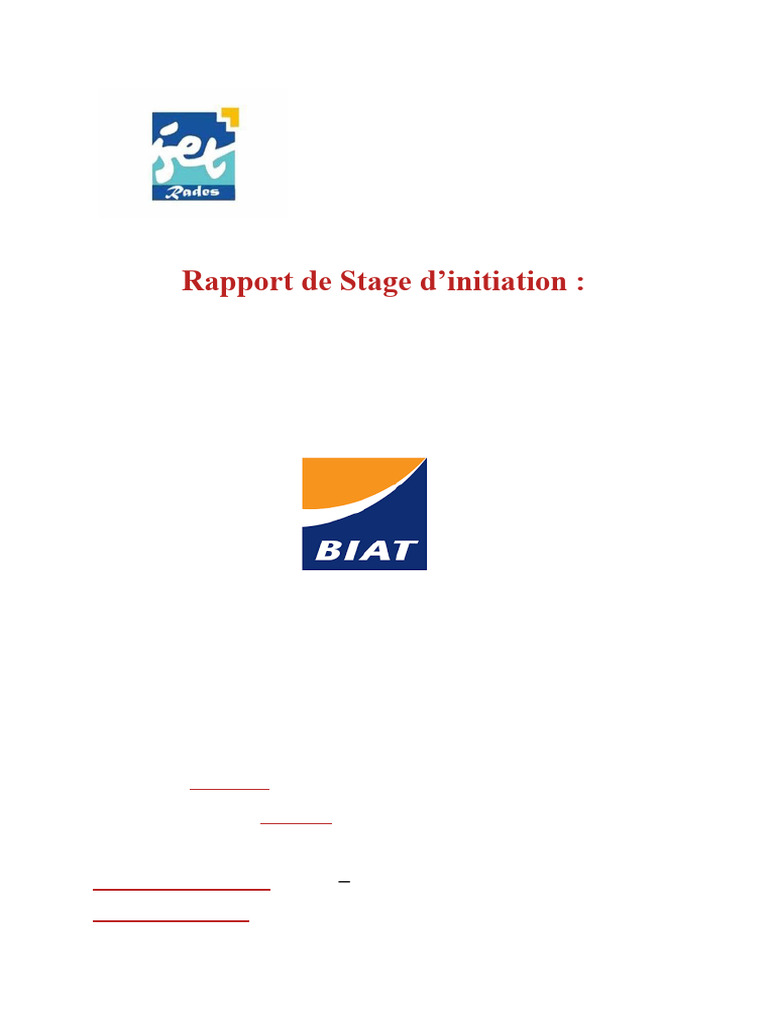 Rapport de Stage à la BIAT | PDF | Banques | Économie d'entreprise