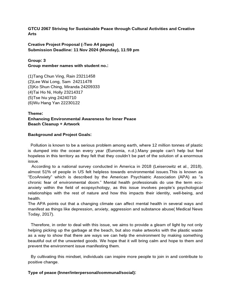 Group 3_A3 Project Proposal | PDF | Natural Environment | Psychology