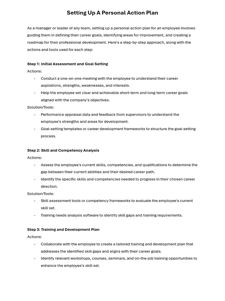 Day 5 - Performance action plan | PDF | Mentorship | Goal Setting