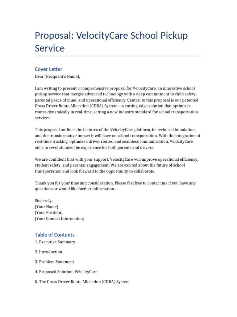 VelocityCare Proposal With New Sections | PDF | Traffic Congestion | Traffic