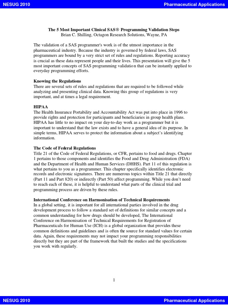 The 5 Most Important Clinical SAS Programming Validation Step | PDF ...