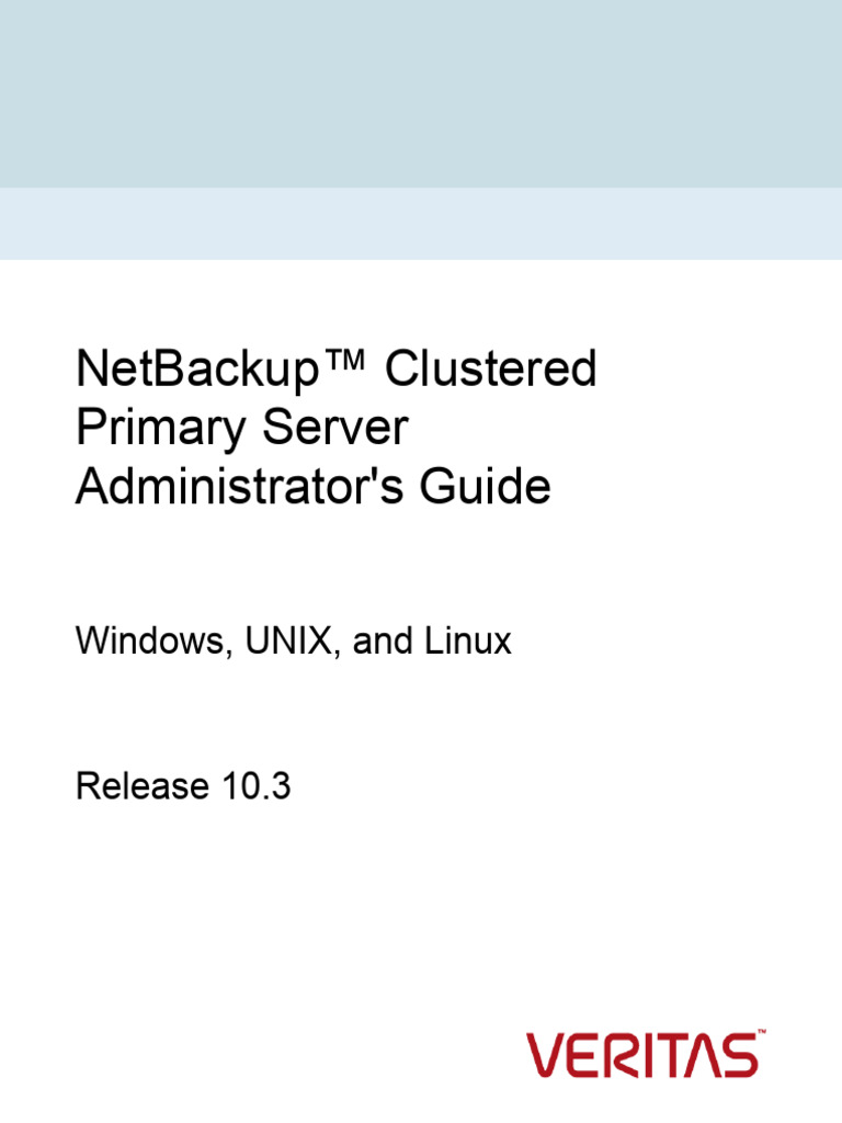 NetBackup103 AdminGuide ClusteredPrimaryServer | PDF | Computer Cluster | Virtual Machine