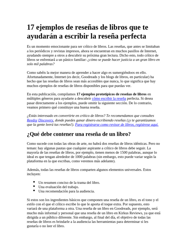 17 Ejemplos de Reseñas de Libros para Ayudarte A Escribir La Reseña ...
