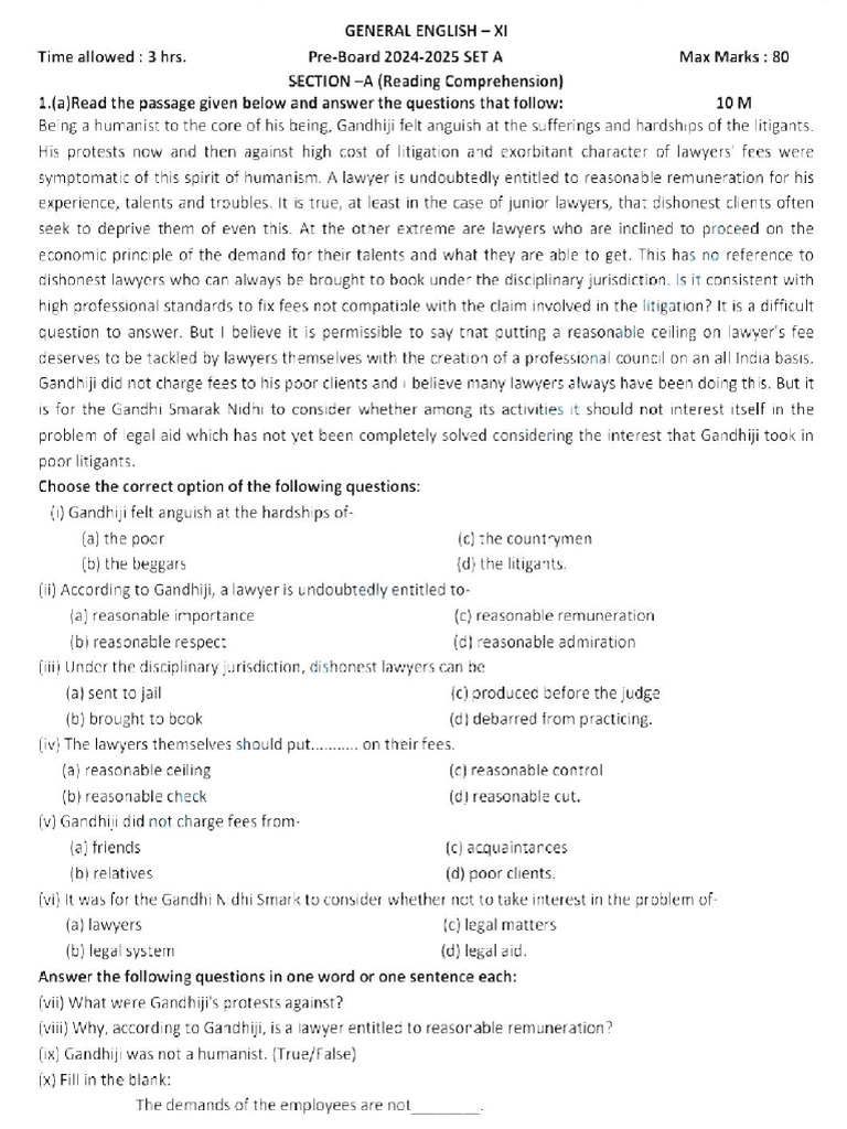Class_11th_Gen._English_PreBoard_2024-2025-transformed | PDF