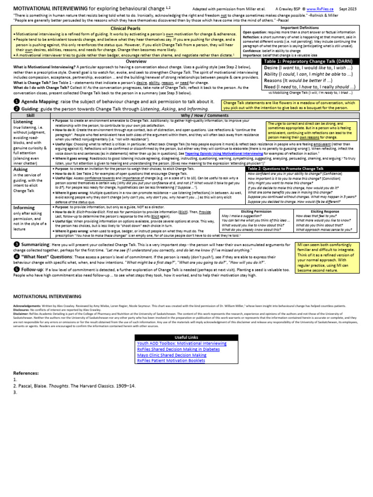 CHT Motivational Interviewing Overview | PDF | Social Psychology ...