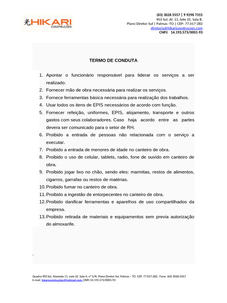 Termo de Conduta | PDF